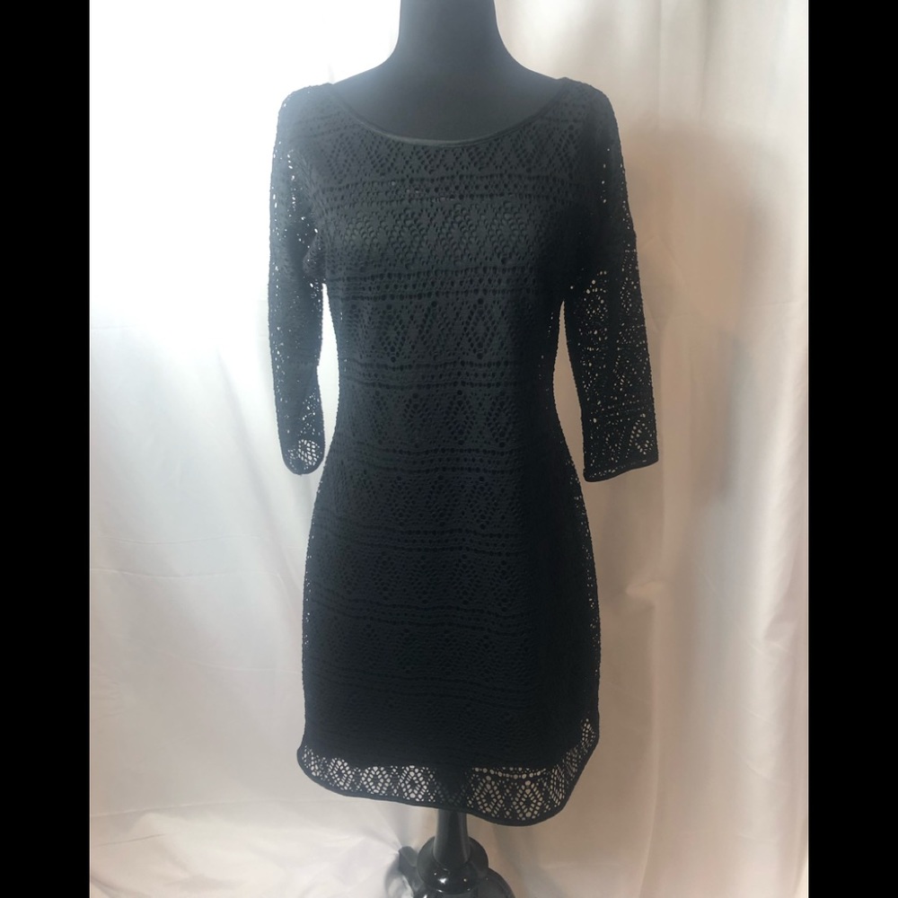 Express Black Slip Dress With Lacy Overlay! - Gem